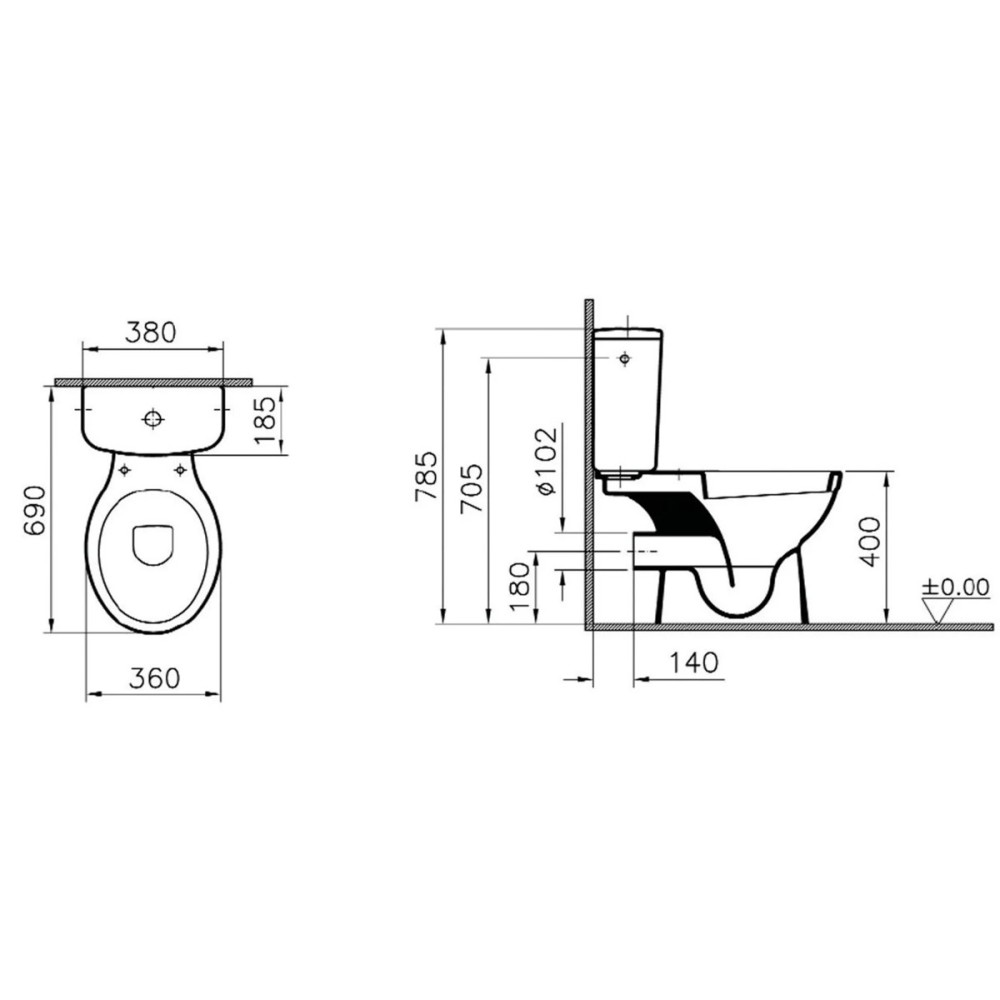 Pack WC VITRA NORMUS complet avec réservoir 3/6L sortie horizontale