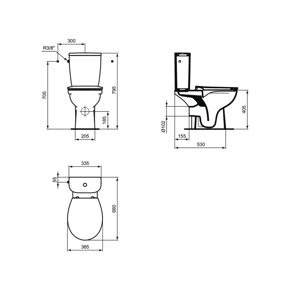 Pack WC sans bride PORCHER ULYSSE sortie horizontale blanc